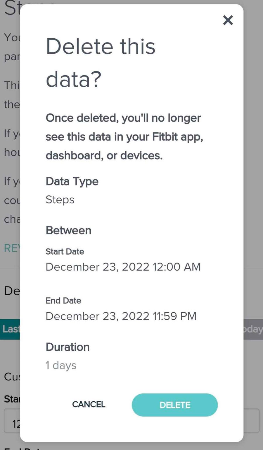 Reset your step count and other metrics or data in the Fitbit app to ...