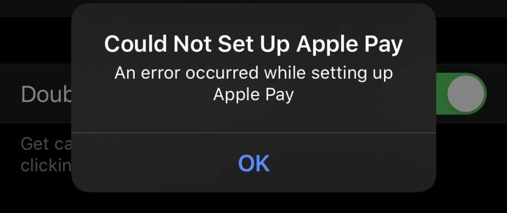 Getting the error message "could not set up Apple Pay, an error occurred while setting up Apple ...