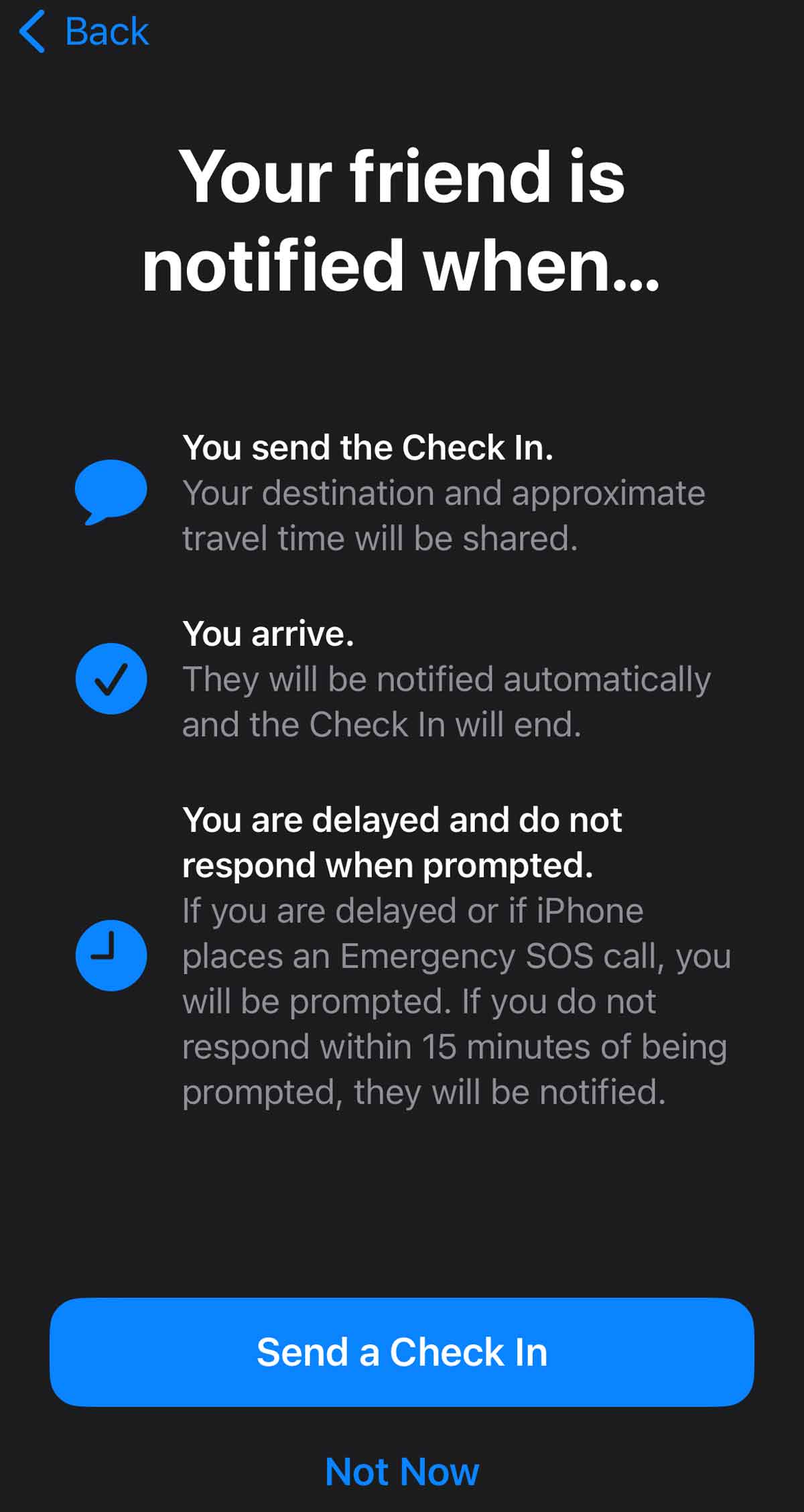Use your iPhone's Check In feature to let your family and friends know ...