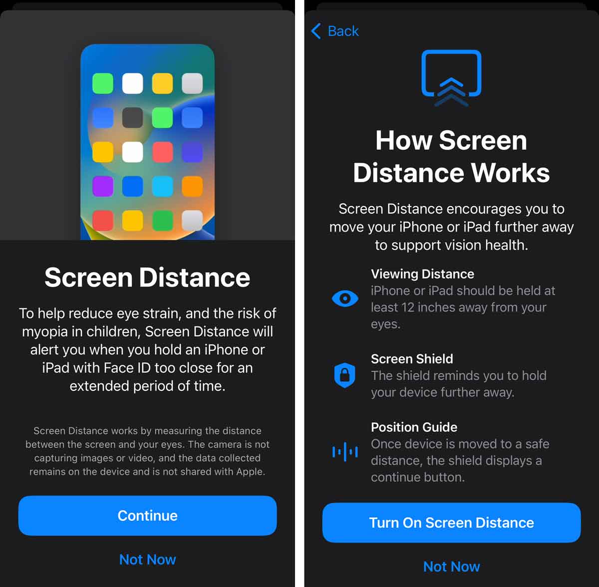 How to turn the Screen Distance feature on or off on iPhone and iPad ...