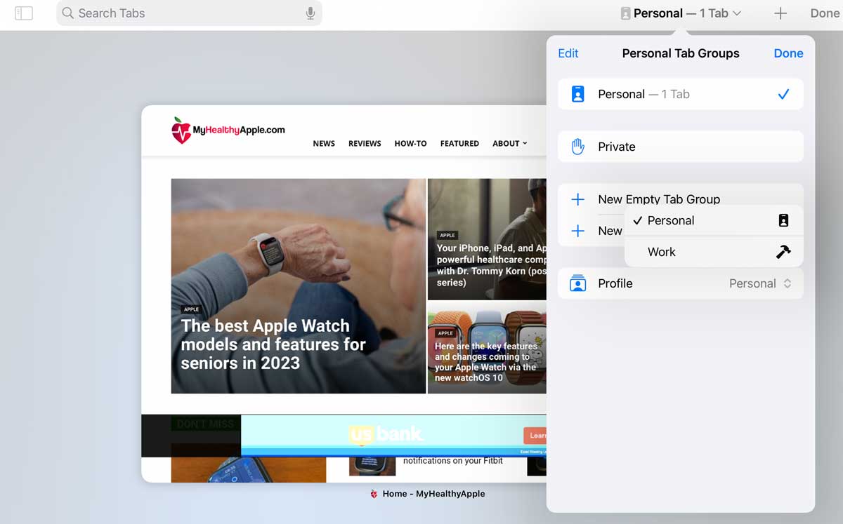 How to create multiple profiles in Safari on iPhone and iPad for work ...
